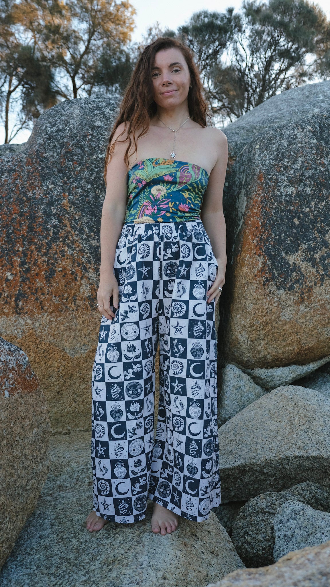 Wide Leg Palazzo Pants - Mosaic – Moonface Clothing