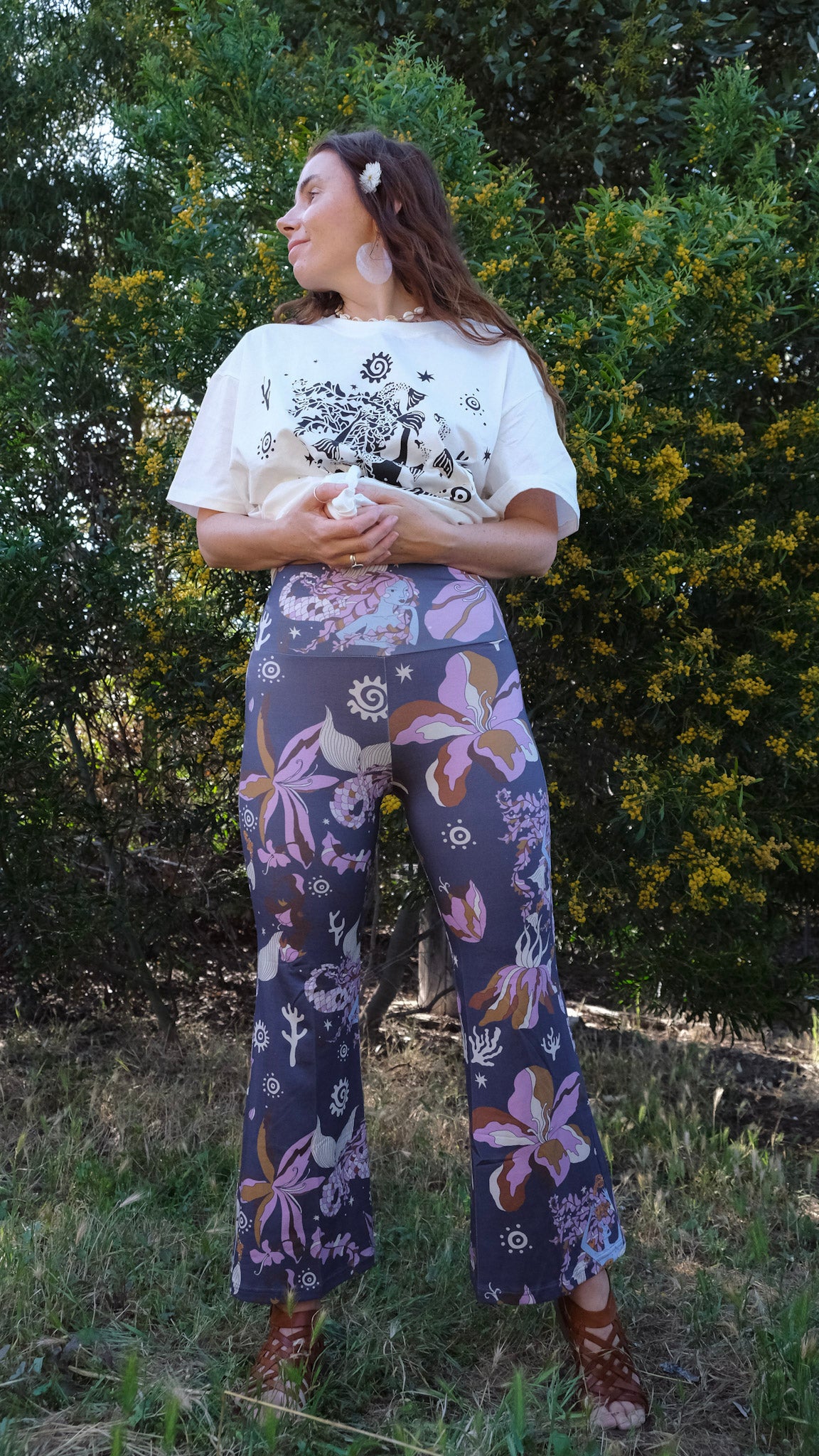 Cropped Flares - Indigo Mermaids – Moonface Clothing